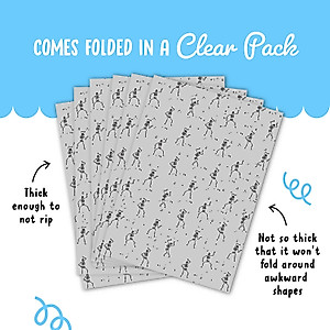 CENTRAL 23 Gray Wrapping Paper - Dancing Skeletons - Halloween Wrapping Paper - Spooky - Goth - Comes With Fun Stickers - Recyclable