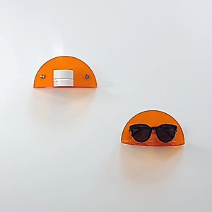 ROYALITA Acrylic Small Floating Shelves (2-Pack, 8-inch Diameter) - Wall Mounted Display Stand for Plants, Toys, Makeup, and More - Ideal for Home and Office, Orange