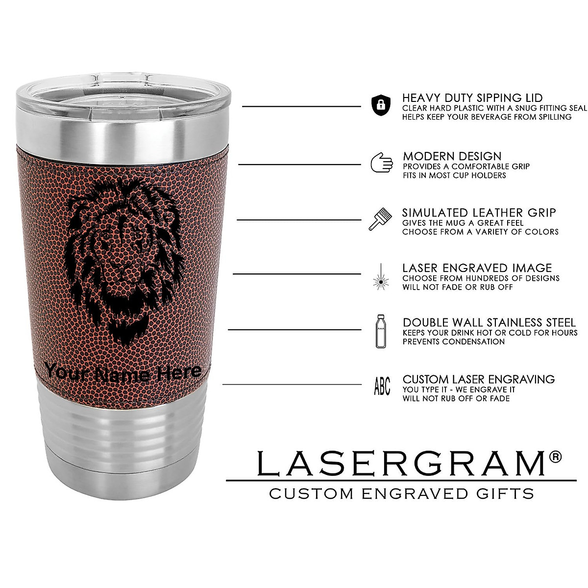 LaserGram 20oz Vacuum Insulated Tumbler Mug, CNA Certified Nurse Assistant, Personalized Engraving Included (Faux Leather, Football Style)