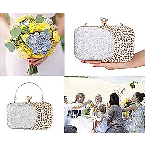 FIVE FLOWER Womens Crystal Evening Clutch Bag Wedding Purse Bridal Prom Handbag Party Bag (GOLD), Medium