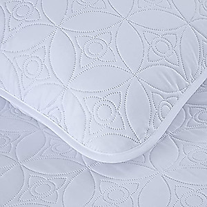 Chezmoi Collection Florenz 3-Piece King Size Quilt Set White - Soft Summer Lightweight Oversized King Bedspread 118 x 106, Medallion Pattern Coverlet for All Season