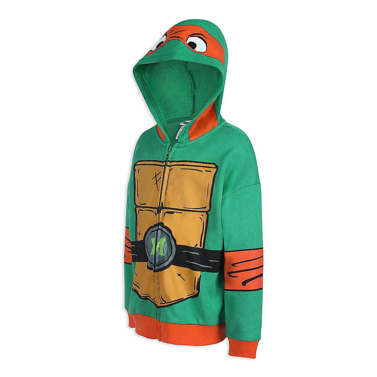 Nickelodeon Teenage Mutant Ninja Turtles Michelangelo Boys Zip Up Hooded Sweatshirt for Big Kids Green