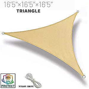 SUNNY GUARD Sun Shade Sail 16'5''x16'5''x16'5'' Triangle Sand UV Block Sunshade for Backyard Yard Deck Patio Garden Outdoor Activities and Facility