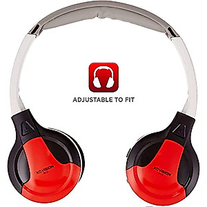 XO Vision IR630R Universal IR Wireless Foldable Headphones - RED Wireless Bluetooth-Enabled Lightweight Portable for iPhone, Car, Kids Wireless Headphones for Universal Car Entertainment System