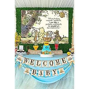 Unbala Cute Winnie Backdrop for Baby Shower 57 x 37 Inch Quotes Pooh Photography Background Banner Great Newborn Birthday Party Supplies Decorations