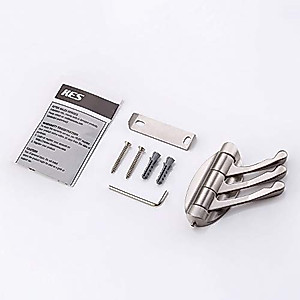 KES Solid Metal Swivel Hook Heavy Duty Folding Swing Arm Triple Coat Hook with Multi Three Foldable Arms Towel/Clothes Hanger for Bathroom Kitchen Garage Wall Mounted Brushed Nickel, A5060-2