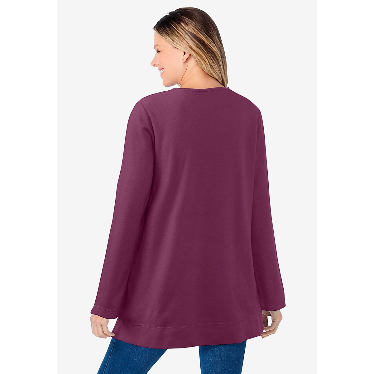 Woman Within Women's Plus Size Sherpa Sweatshirt - 3X, Deep Claret
