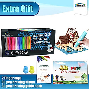 3D Printing Pen PCL Filament 1.75mm Refills,30 Colors, Each Color 16.4 Feet, Total 492 Feet, Pack with 2 Finger Caps & 2 Drawing Guide Book, High-Precision Diameter and Safe Refill