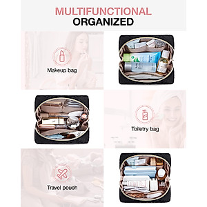 BAGSMART Small Makeup Bag, Travel Cosmetic Bag Make Up Pouch Small Travel Zipper Pouch,Water-resistant Toiletry Bag,Makeup Organizer Bag for Women,Black