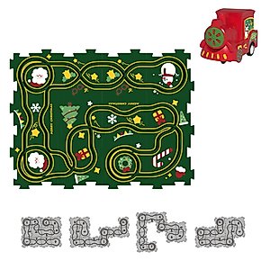 DIY Assembling Electric Trolley,2024 New Christmas Toddler Puzzle Track Play Set with Vehicles,Children's Educational Puzzle Track Car Play Set for Kids (12 * Puzzle Tracks, Christmas)