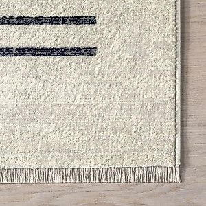 nuLOOM Fringed Performance Indoor Area Rug, Power Loomed, Easy Clean, Durable, Non-Shed, 5' x 8', Keeva Beige