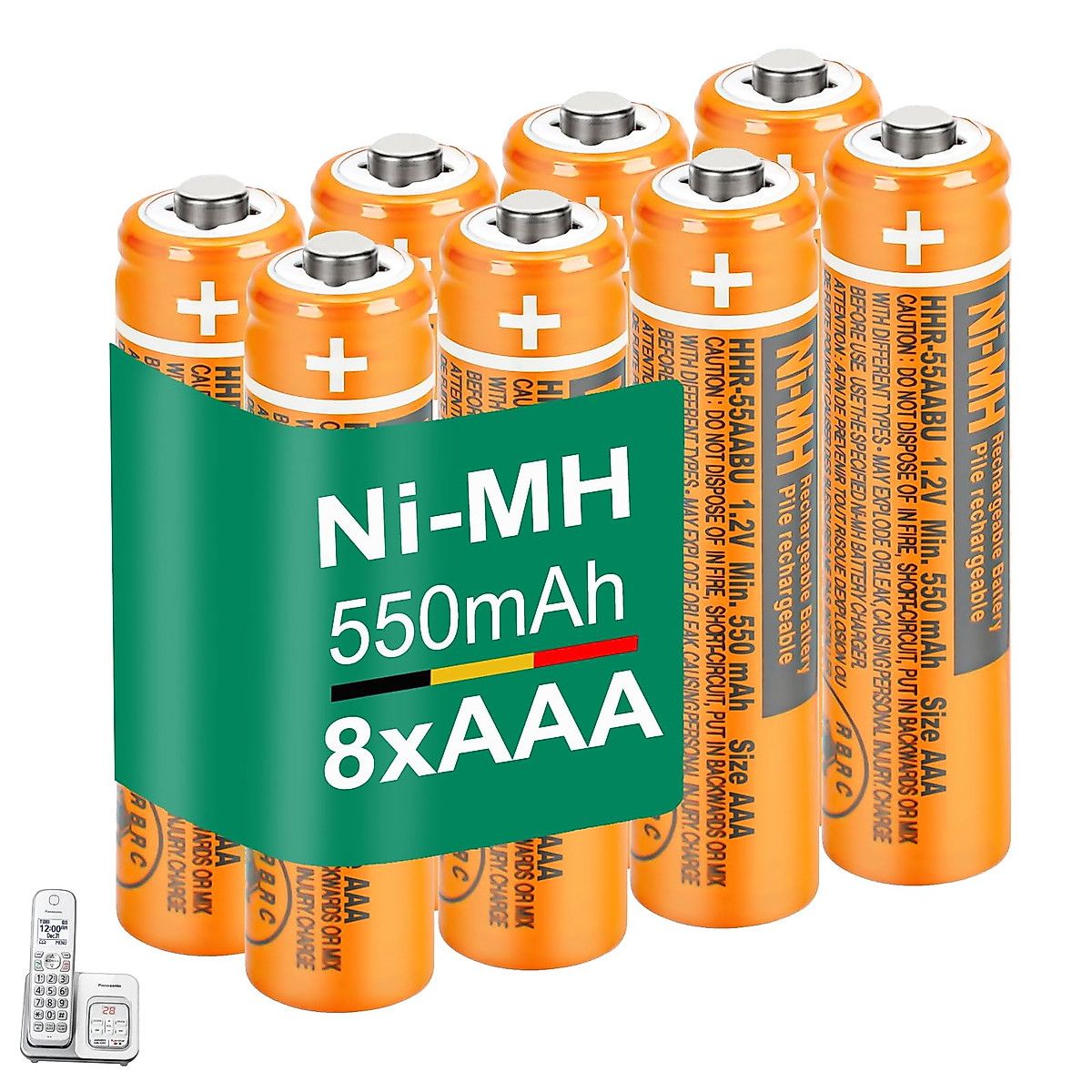 CIEEDE HHR-55AAABU NI-MH AAA Rechargeable Battery for Panasonic 1.2V 550mah 8Pack NiMH AAA Batteries for Panasonic Cordless Phones, Electronics, Remote Controls