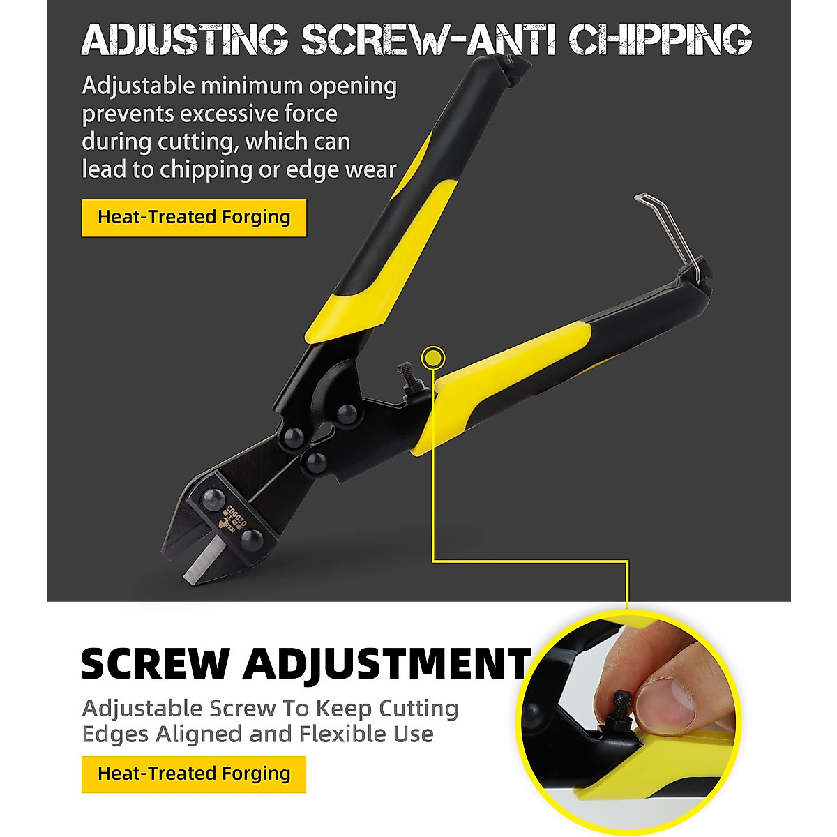 DOWELL 8" Bolt Cutter, Small Mini Bolt Cutter for Wire with Soft Rubber Grip, Chrome Molybdenum Steel Blade (8")