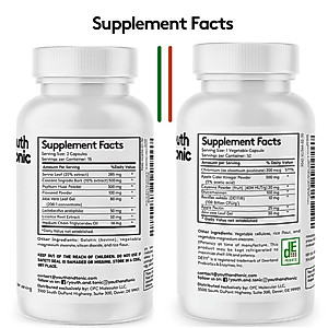 Youth & Tonic Colon Cleanser & Detox for Loss of Waste, Breaking The Plateau, Bloating. 60 Pills for Cleanse with Senna Leaf, Apple Cider Vinegar, Glucomannan and More