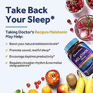 Doctor‘s Recipes Melatonin 10 mg Fast Dissolve 120 Tablets, Natural Sleep Support, Promote Relaxation & Calmness, Non-GMO, Natural Strawberry Flavor, No Water Needed