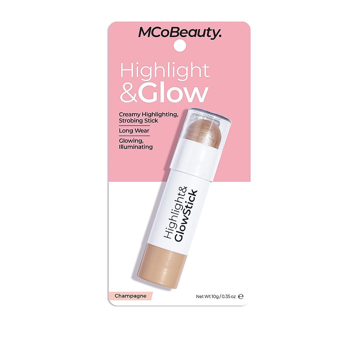 MCoBeauty Highlight and Glow Stick - Luminous Cream Balm Highlighter Stick - Illuminating Cheek Contour With Dewy Finish - Formulated With Ultra Fine, Light Reflecting Particles - Champagne - 0.35 Oz