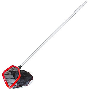 Aquatix Pro Pool Skimmer Commercial Grade with 4-12 feet 1.1mm Thick Silver Telescopic Pole & EZ Clips for Above Ground & Inground Swimming Pools, Fine Mesh Bag Removes All Debris!