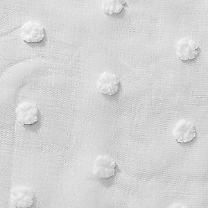 Barossa Design Pure White Sheer Shower Curtain -Soft Light-Weight Faux Linen Polyester & Sheerness Shower Curtain with Pom Poms for Girls Bathroom - 72x72