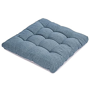 POMIU Outdoor Chair Cushions for Patio and Garden Furniture, Chair Pads Set Premium Comfortable Thick Fiber Fill Tufted Seat Floor Cover (2 Pack, 19" x 19", Dark Blue)