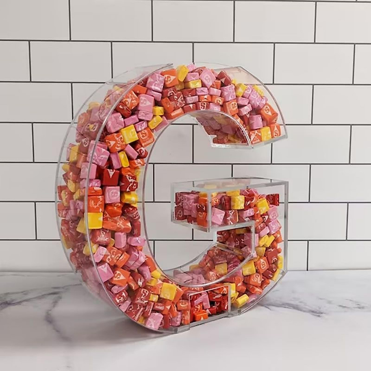 Fillable Alphabet Acrylic Tray Acrylic Alphabet Candy Jar Reusable Party Deli Jar Magnetic Lid Design 10in Sealed Acrylic Box (A)