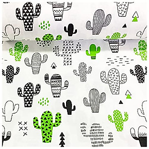 Handywa - 100% Cotton 2 Pack Fitted Crib Sheet Set for Baby and Toddler Bed Mattresses - Green Cactus and Black Stars for Boy or Girl Nursery