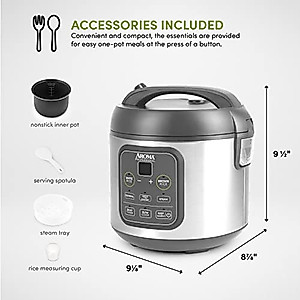Aroma Housewares Professional 8-Cup (Cooked) / 2Qt. Digital Rice & Grain Multicooker (ARC-994SG), Gray