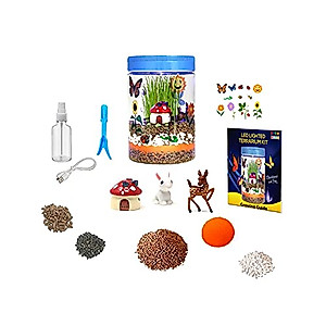 EZ Learning Kits BioResearch LED Lighted Terrarium Kit - Premium Quality, Crystal-Clear See-Through jar, for a Scientific Mind, 1 Count (Pack of 1)