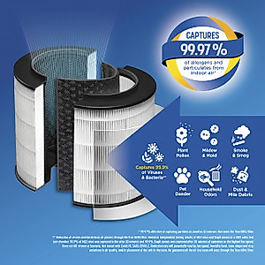 Clorox Air Purifiers for Home, True HEPA Filter, Medium Rooms Up to 1,000 Sq Ft, Removes 99.9% & Medium Room Air Purifier True HEPA Replacement Filter, 1,000 Sq. Ft, Compatible with 11030 & 11031