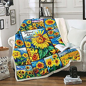 CYREKUD Sunflower Gifts for Women Blanket,Sunflower Blanket Throw for Women Adults,Sunflower Gifts for Teen Girls,Yellow Sunflower Throw Blanket for Couch Sofa Bedroom Office Christmas Decor 50X60