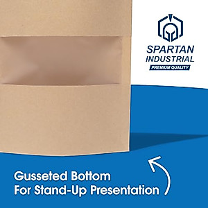 Spartan Industrial - 5" X 8" Kraft Zip Top Food Storage Bags - Pack of 100 Smell-Proof Resealable Pouches for Packaging Coffee, Tea, Spices, Snacks, and More