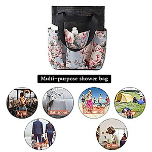 Andmey Cleaning Supplies Caddy Large Shower Caddy Bag with Handle, Quick Dry Mesh Organizer Tote with 7 Compartments for Bathroom, College, Dorm, Gym, Camping - Blue