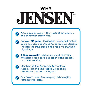 Jensen J1CA7W 7-inch Certified Apple CarPlay Android Auto Wired or Wireless | Double DIN Touchscreen Car Stereo Radio | Bluetooth | Backup Camera Input | USB Playback & Charge | Sirius XM Ready