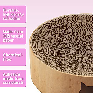 Necoichi Cozy Cat Scratcher Bowl, 100% Recycled Paper, Chemical-Free Materials (Bowl (Oak), Regular)