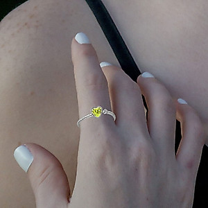 通用 Heart Shape Birthstone Ring Adjustable 925 Sterling Silver Birthday Mom Rings Jewelry Gifts for Women (Nov)