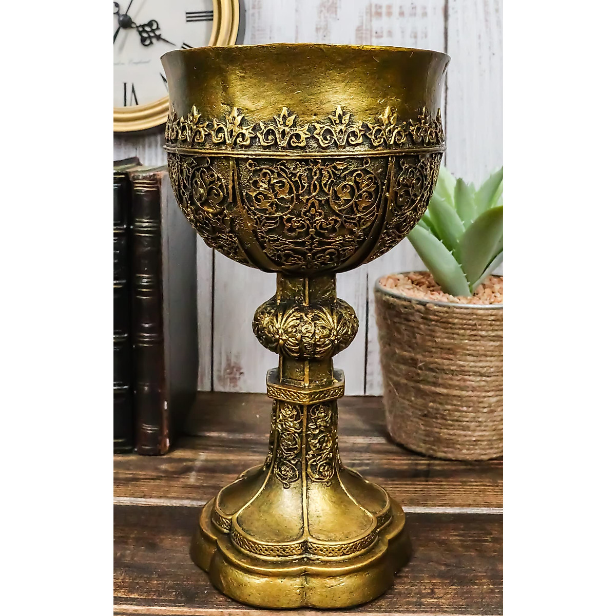 Ebros Decorative Merlin's Holy Grail The Golden Cup Of Life Decorative Chalice Ceremonial Cup Arthurian Legends Medieval Accent Decor