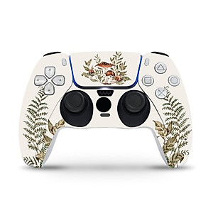 ZOOMHITSKINS Compatible with PS5 Skin, Vintage Beige Mushroom Forrest Botanic Durable, Bubble-free, W/Disk Version, Precisely Cut