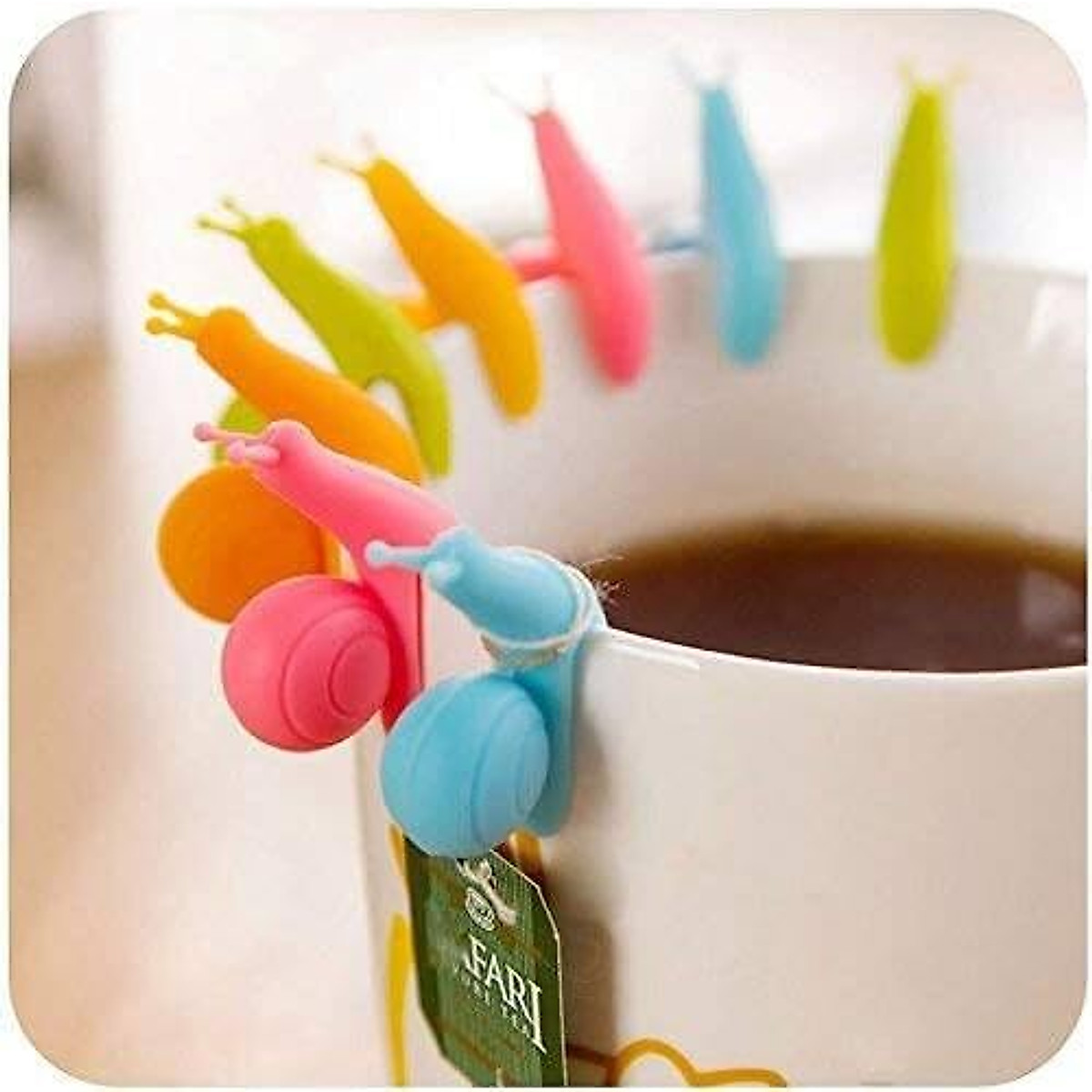 5PCS Tea Bag Holder Cup Snail Shape Candy Tea Infuser Strainer Clip Gift Set