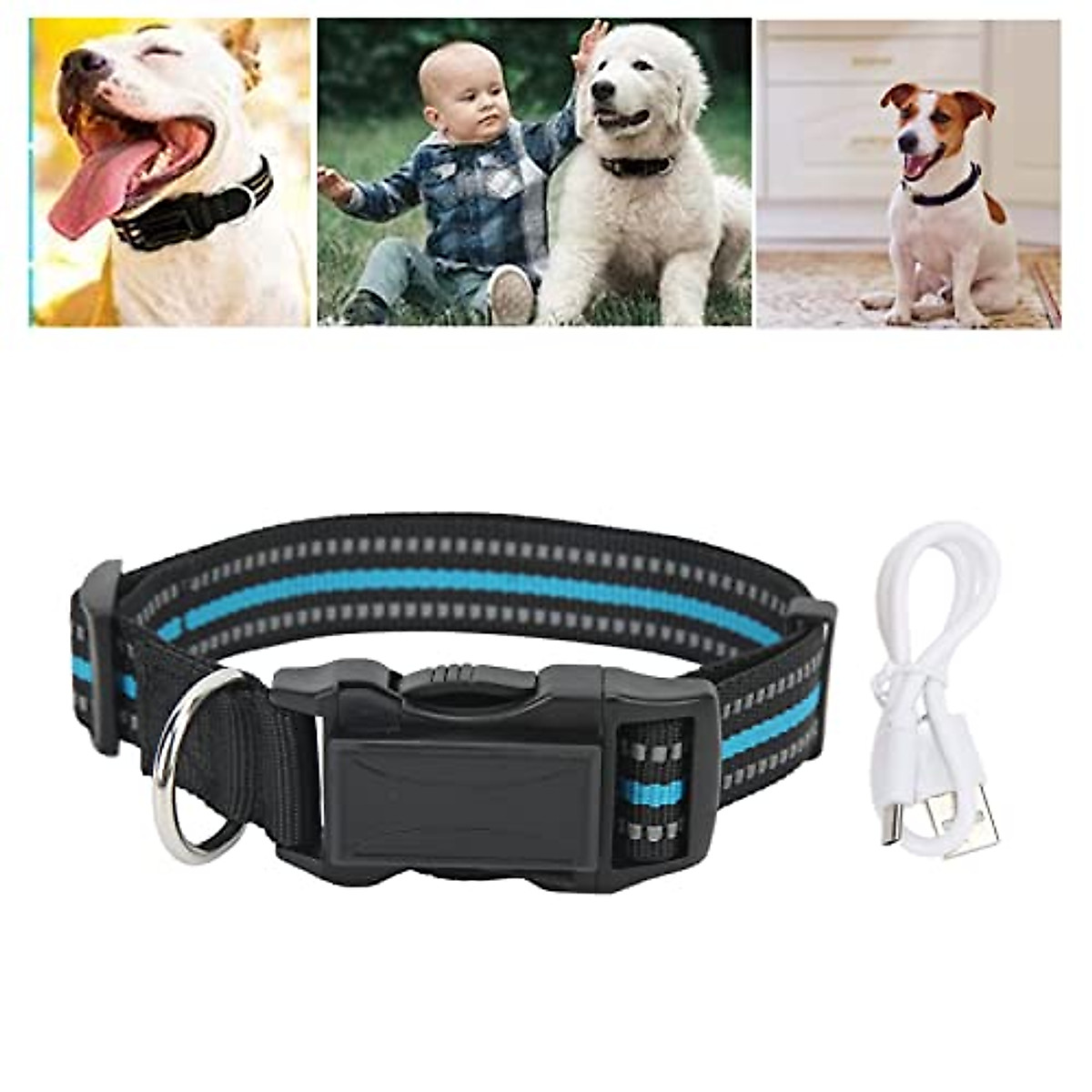 GPS Pet Tracker, High Sensitivity Lightweight USB Rechargeable Dog GPS Tracker Collar with SOS Alarm, Supports Real Time Tracking/Size Adjustment, APP Control, for Dogs or Cats(Blue)