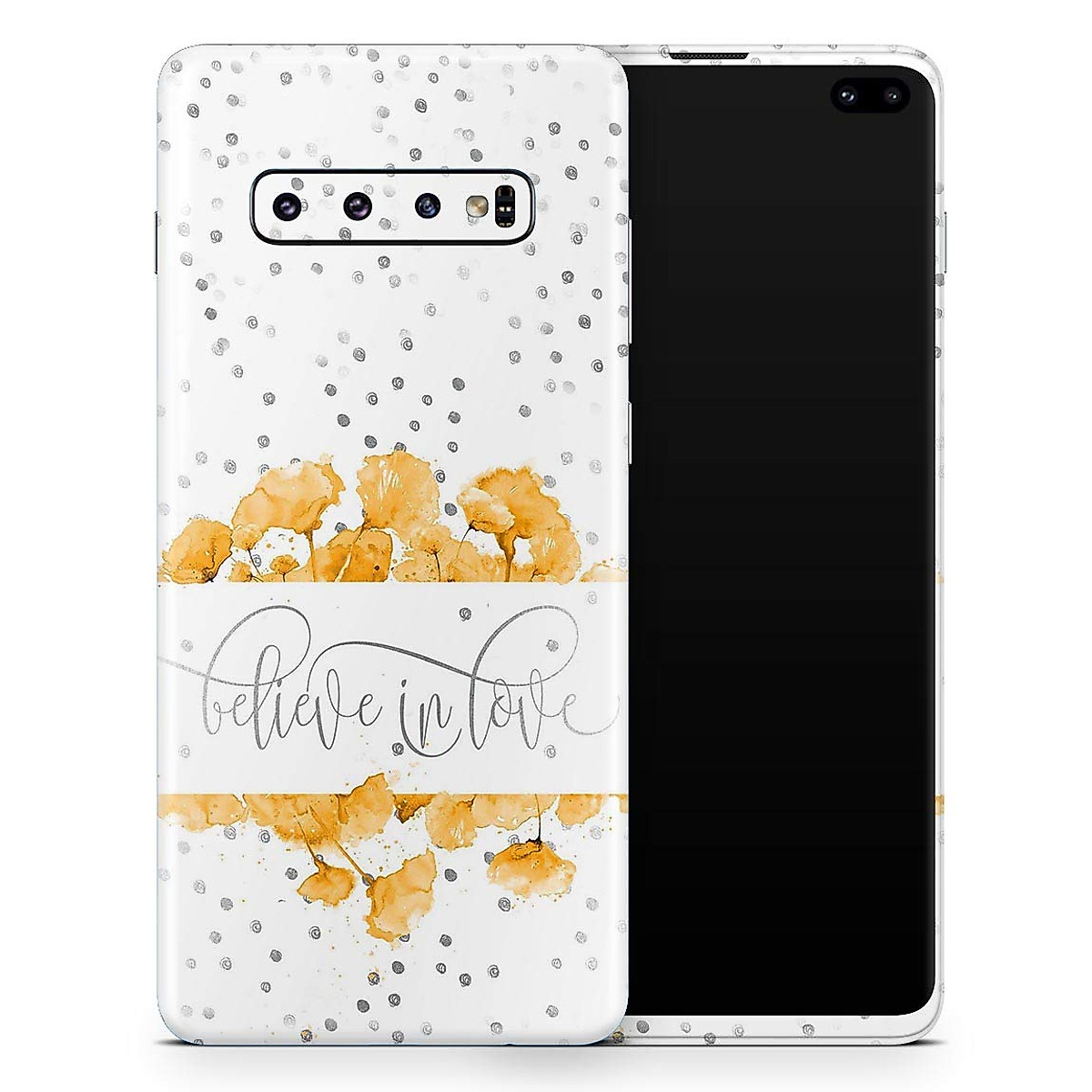 DesignSkinz Karamfila Yellow & Gray Floral V9 Protective Vinyl Decal Wrap Skin Cover Compatible with The Samsung Galaxy S20 (Screen Trim & Back Glass Skin)