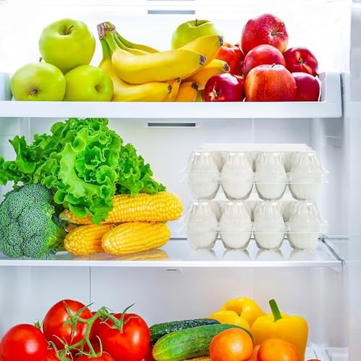 30 Packs Large Plastic Egg Cartons with Sticker Labels, 3 x 4 Grids Chicken Egg Tray Holders, Holds Up to 12 Eggs Clear Crate Bulk, Reusable Egg Carton for Family Pasture Farm Markets Display (30)