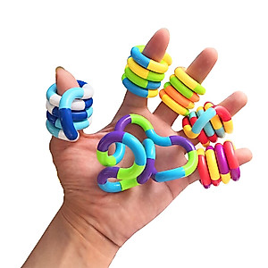 10pcs Fidget Toys - Sensory Items Quiet Fidget Toys for Adults Boys Girls Anxiety Stress Relief Toys Pack- Squeeze, Twist, Chain Spinner Alternative Gift