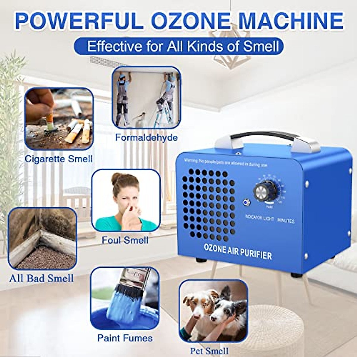 CAMECO Ozone Generator 10,000mg/h, Remote Control Portable O3 Ozone Machine, Commercial Small Ionizer for Home, Office, Basement, Garage, Cars, Pets, Smoke