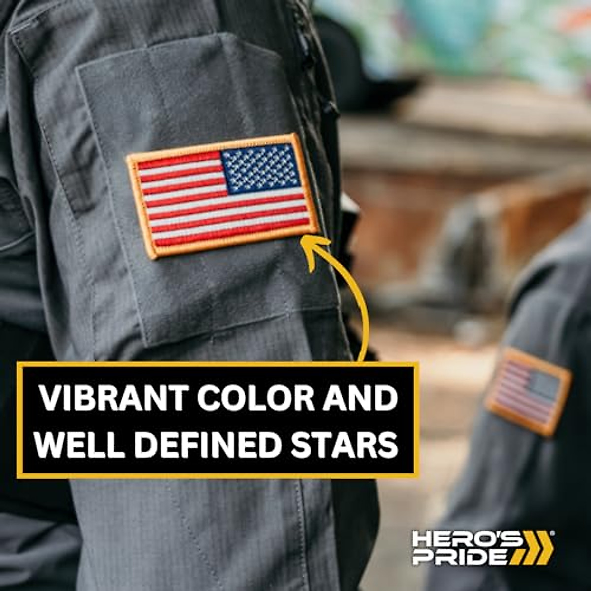 6 Pack Hero's Pride Tactical American Flag Patches - 3-3/8" x 2" Embroidered USA Uniform Emblem Patch - Sew On Designed for Military and Tactical Clothing - Reverse USA Flag (6 Pieces)