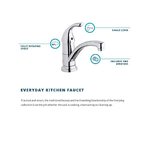Elkay Everyday LK1500CR Single Hole Deck Mount Kitchen Faucet with Lever Handle, Chrome