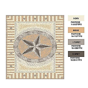 Furnish my Place Texas Star Rug - 5 ft. x 8 ft, Beige Rustic, Novelty Lone Star Rug with Border, Jute Backing