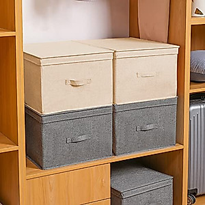 Futureskyfish Collapsible Storage Bins with Lids Closet Storage Bins Fabric Storage Bin with Lid Extra Large Storage Bins with Lids Clothing Sto Beige