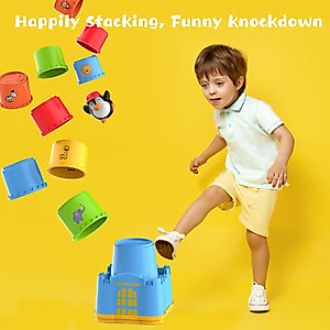 MOONTOY Stacking Cups Baby Toy Set, 19pcs Baby Stacking Toys for Toddlers 1-3, Shape Sorter Stackable Blocks Games Nesting Sorting Toys 6-12 Months 1 Year Old Christmas Stocking Stuffers Birthday Gift