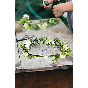 WOVOWOVO Green Leaf Crowns For Girls Women, Bridal Flower Crown Bride Hair Accessories Bohemian Floral Crown Eucalyptus Headband With Ribbon For Wedding Birthday Vacation Party Festival Photo Prop