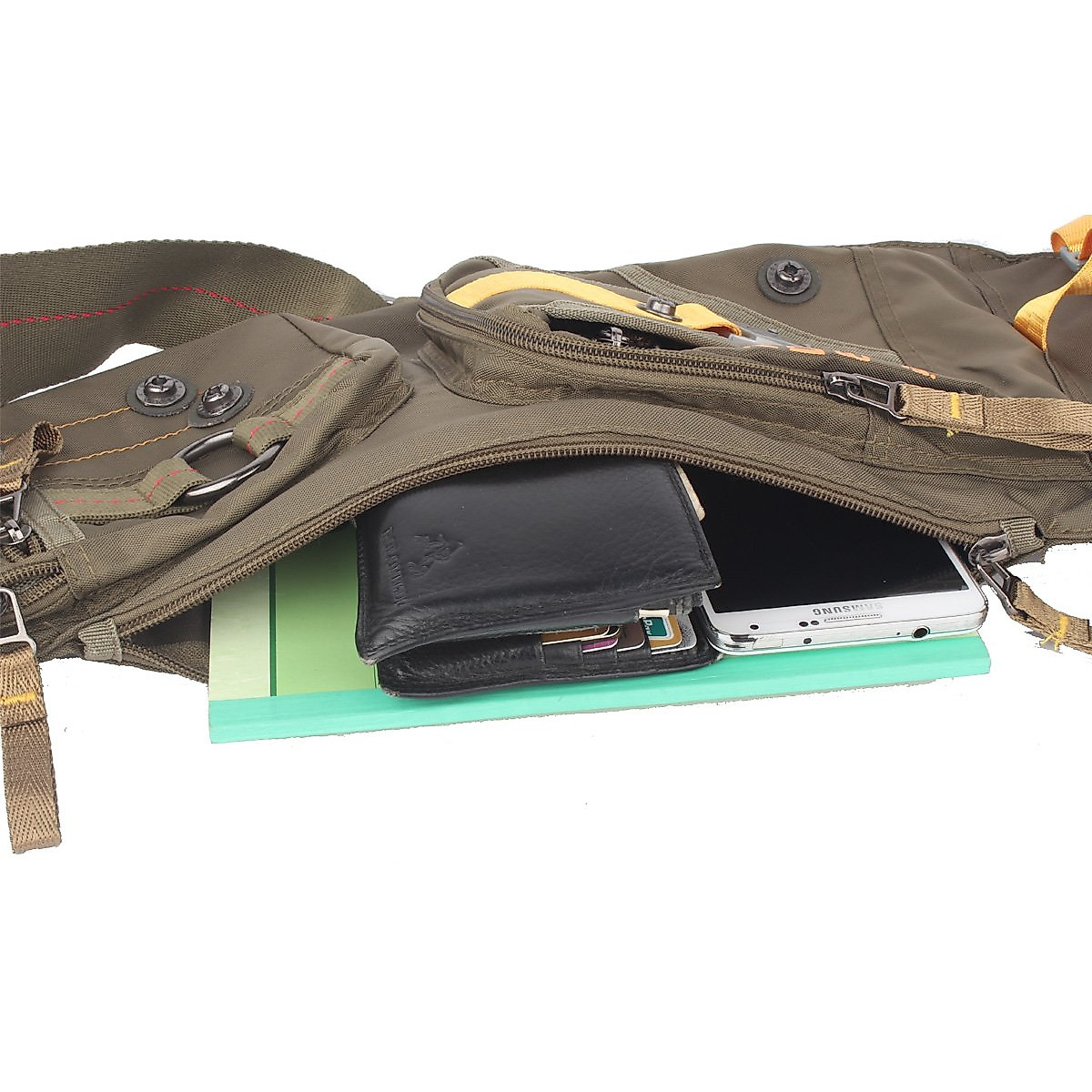 INNTURT Nylon Sling Bag Backpack Shoulder Bag Daypack Large Army Green