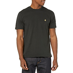 Brooks Brothers Men's Short Sleeve Cotton Crew Neck Logo T-Shirt, Black, Large